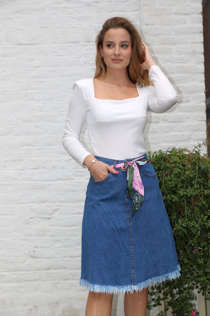Denim bell skirt Megan with scarf | Patio Fashion